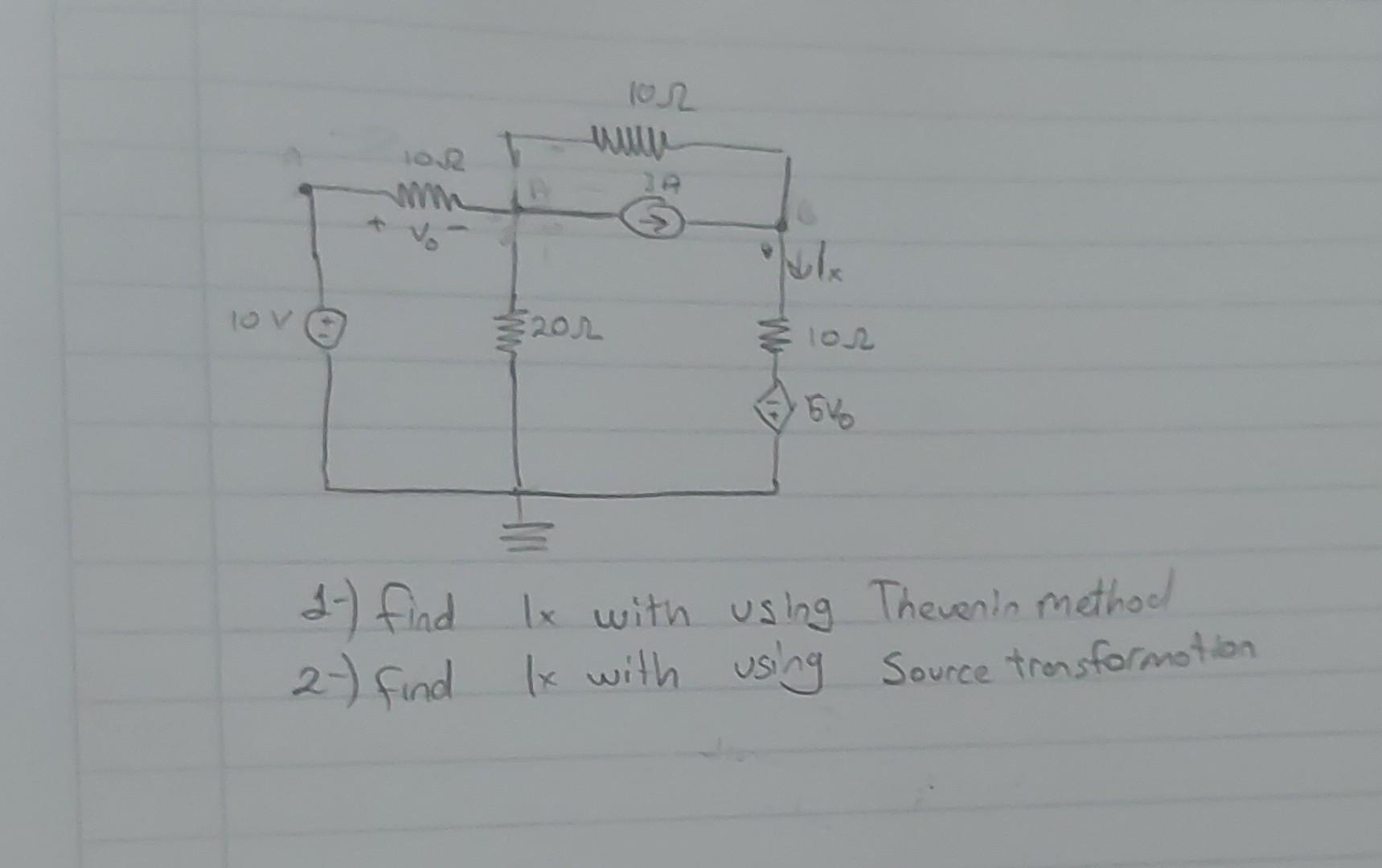 Solved 1- find Ix with using Thevenin method 2-) find Ix | Chegg.com Solved 1- find Ix with using Thevenin method 2-) find Ix | Chegg.com