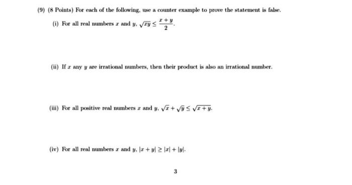 Solved (9) (8 Points) For each of the following, use a | Chegg.com