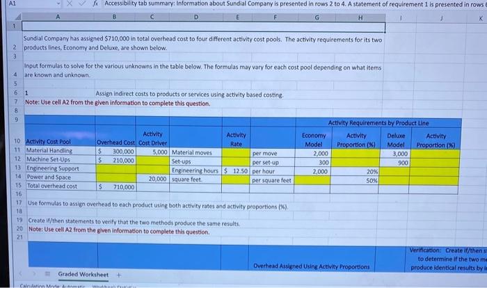 A1 fx Accessibility tab summary: Information about | Chegg.com