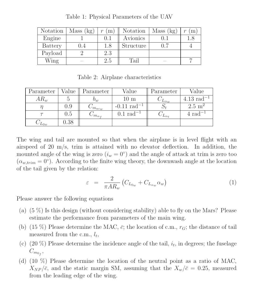 Solved 1. Suppose that a traditional configured, fixed-wing | Chegg.com