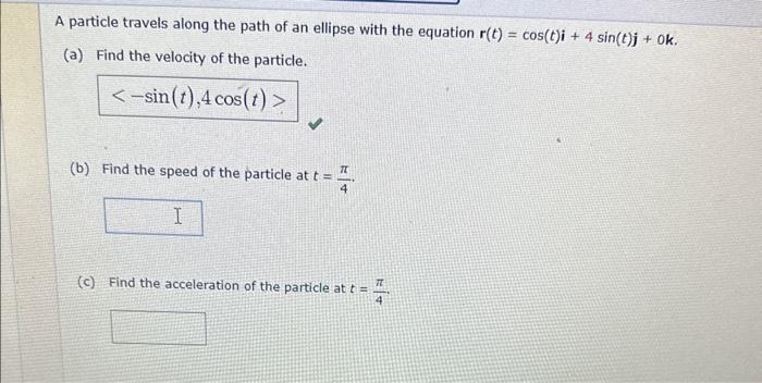 Solved A particle travels along the path of an ellipse with | Chegg.com