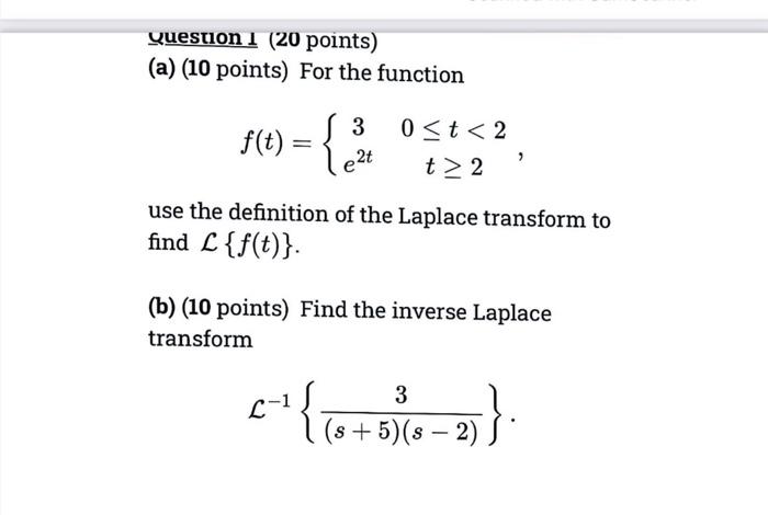 Solved Question 1 ( 20 points) (a) (10 points) For the | Chegg.com