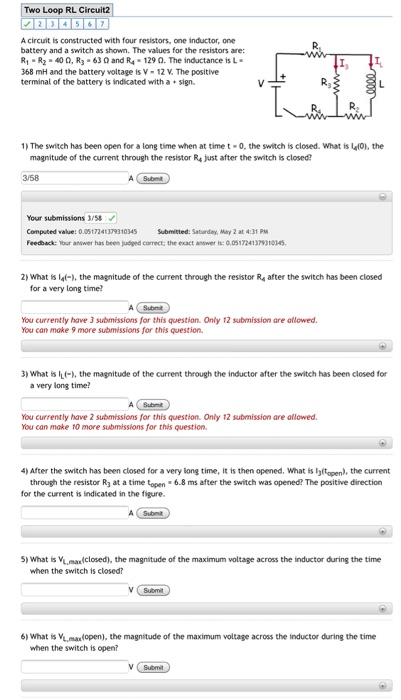 Solved Two Loop RL Circuit A circuit is constructed with | Chegg.com