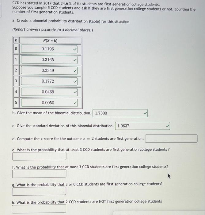 Solved CCD has stated in 2017 that 34.6% of its students are | Chegg.com