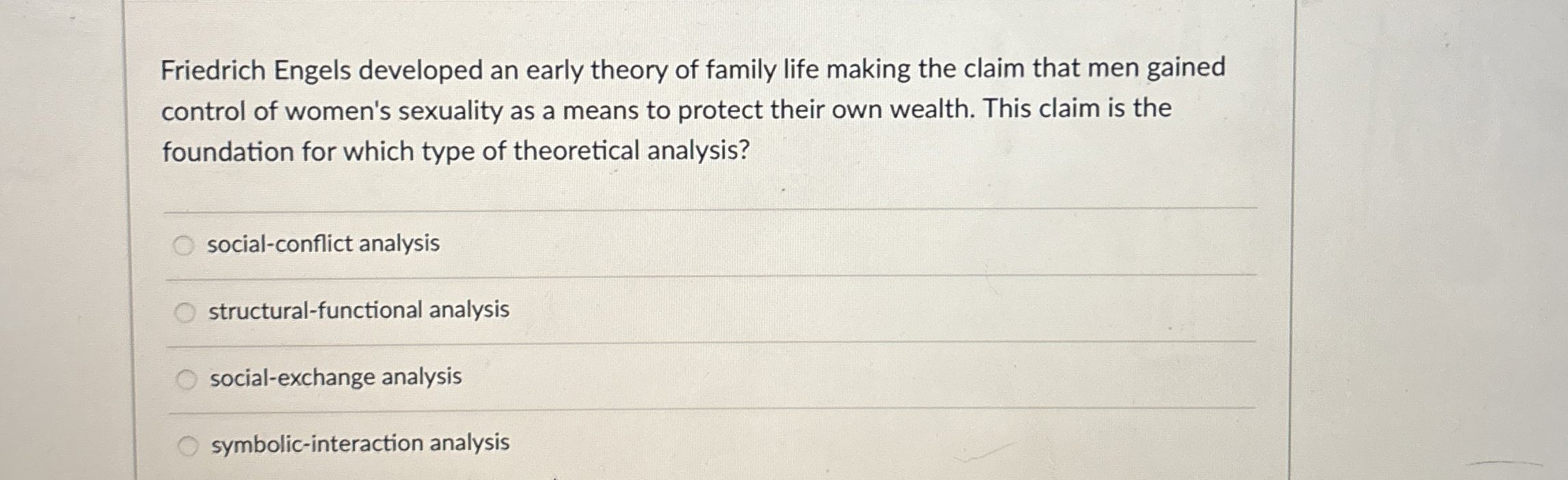 Solved Friedrich Engels developed an early theory of family | Chegg.com