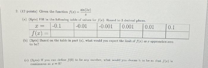 Solved 12 points) Given the function f(x)=xsin(2x) (n) | Chegg.com
