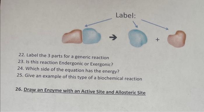 Solved 22. Label the 3 parts for a generic reaction 23. Is | Chegg.com