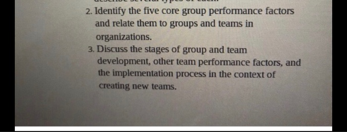 2. Identify the five core group performance factors | Chegg.com