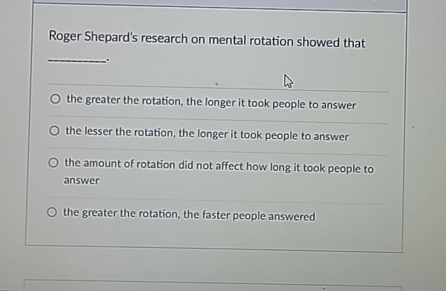 Solved Roger Shepard's research on mental rotation showed | Chegg.com