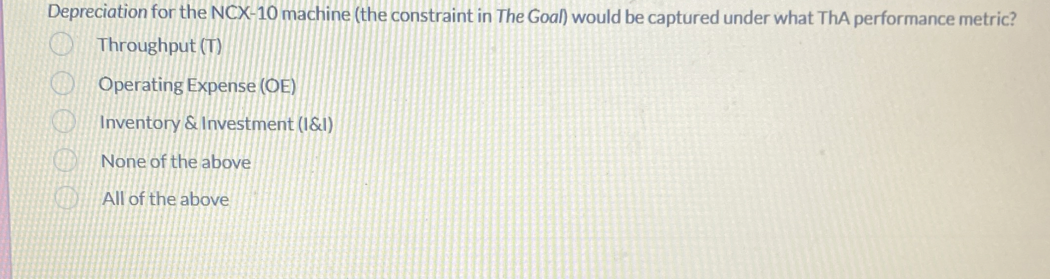 Solved Depreciation for the NCX-10 ﻿machine (the constraint | Chegg.com