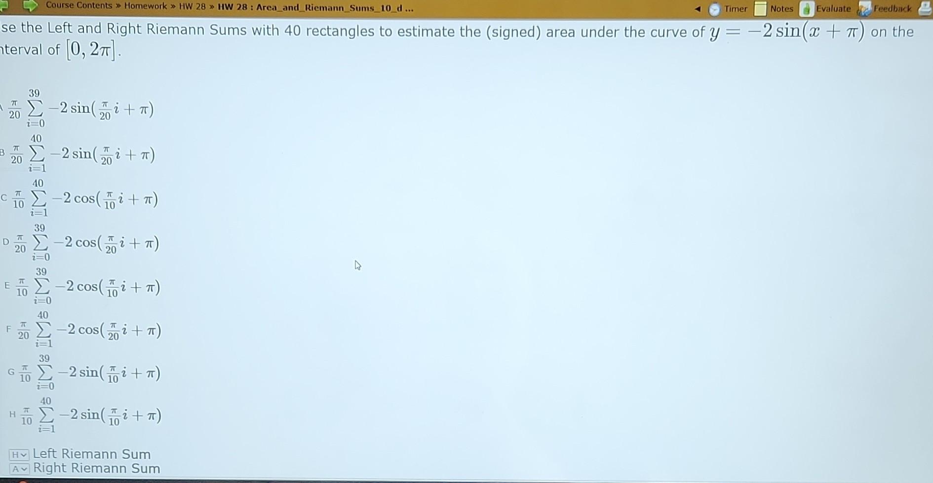 Solved se the Left and Right Riemann Sums with 40 rectangles | Chegg.com