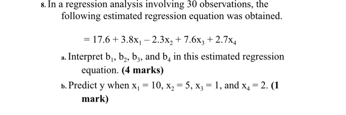 Solved 8. In a regression analysis involving 30 | Chegg.com