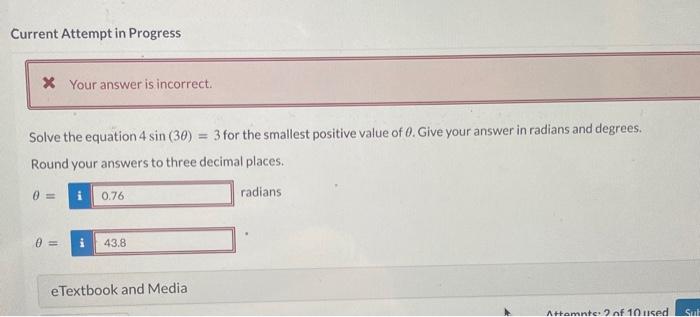 Solved Current Attempt in Progress Your answer is incorrect. | Chegg.com
