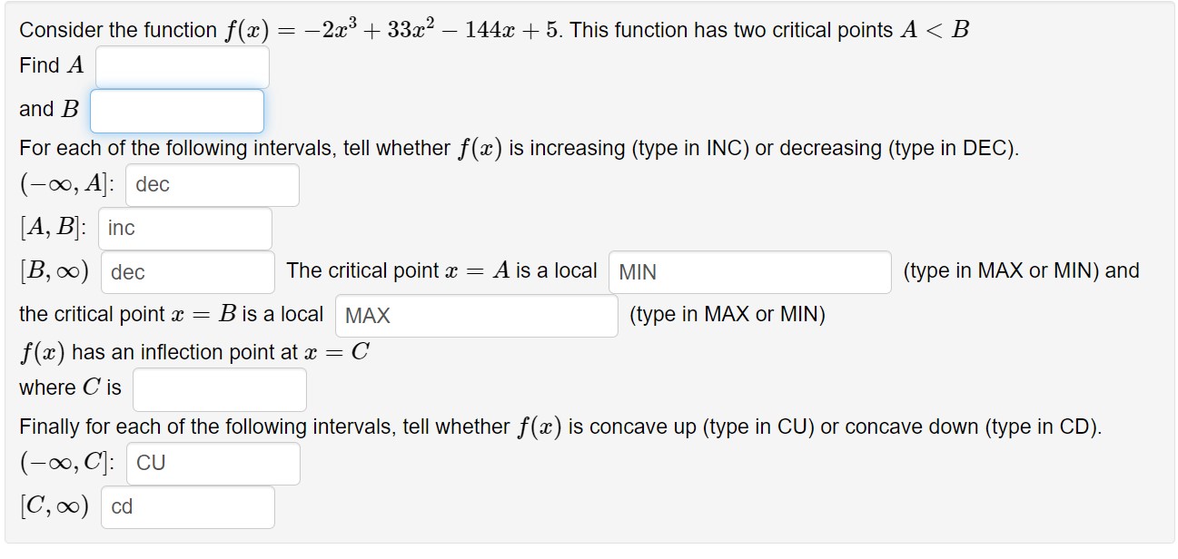 Solved Consider the function f(x)=-2x3+33x2-144x+5. ﻿This | Chegg.com