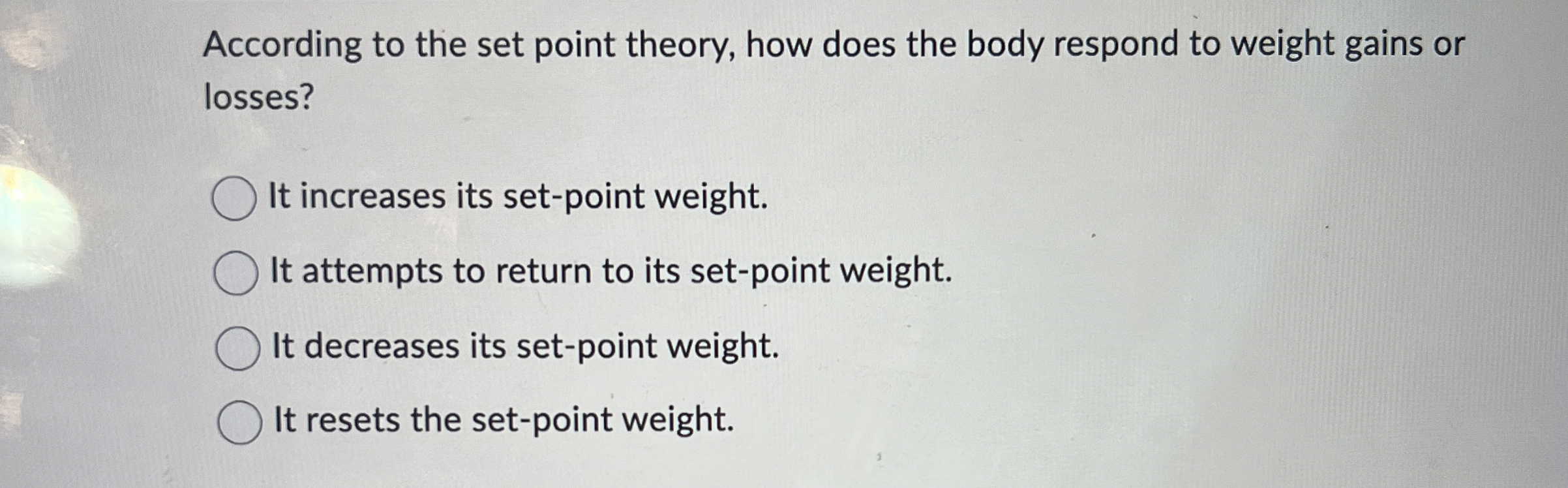 Solved According to the set point theory, how does the body | Chegg.com