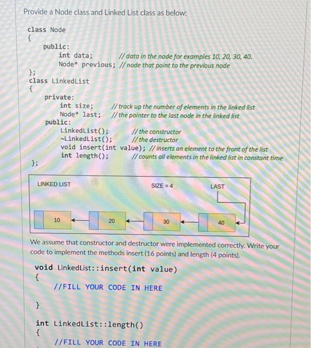 Solved Provide a Node class and Linked List class as below: | Chegg.com
