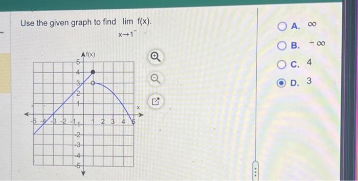 Solved Use The Graph To Evaluate The Indicated Limit And 