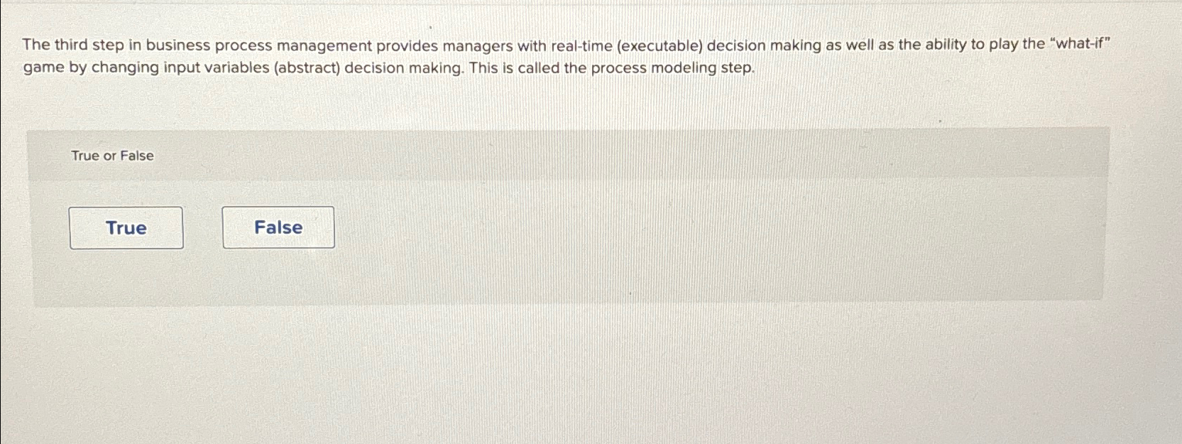 Solved The third step in business process management | Chegg.com