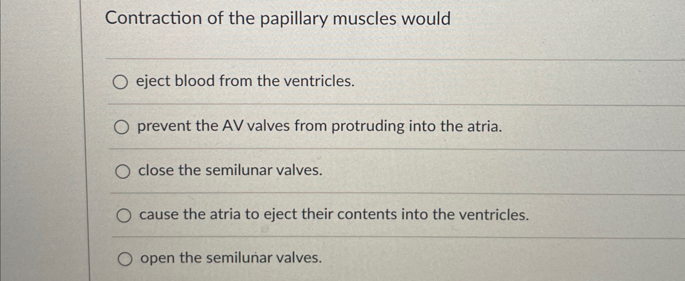 Solved Contraction of the papillary muscles wouldeject blood | Chegg.com