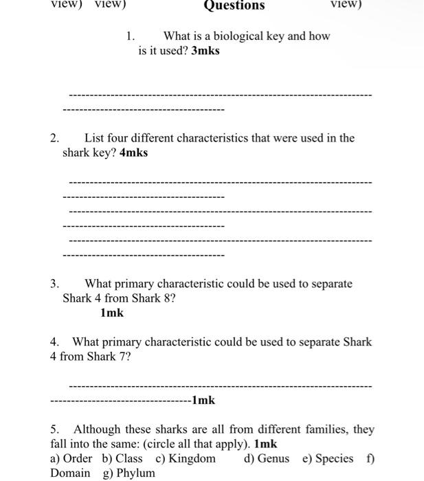 Solved Dichotomous Key to Shark Identification 1. A. Body | Chegg.com
