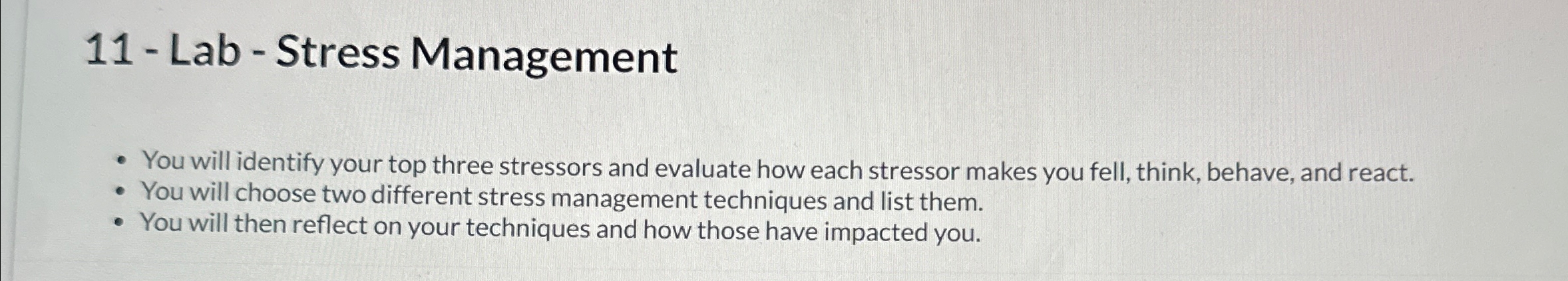 Solved 11- ﻿Lab - ﻿Stress - ﻿Lab - ﻿Stress ManagementYou | Chegg.com