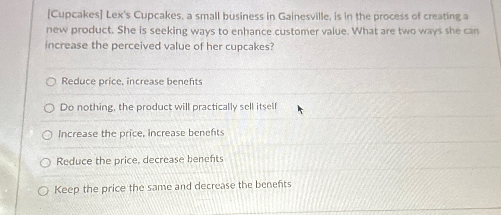 Solved [Cupcakes] ﻿Lex's Cupcakes, a small business in | Chegg.com