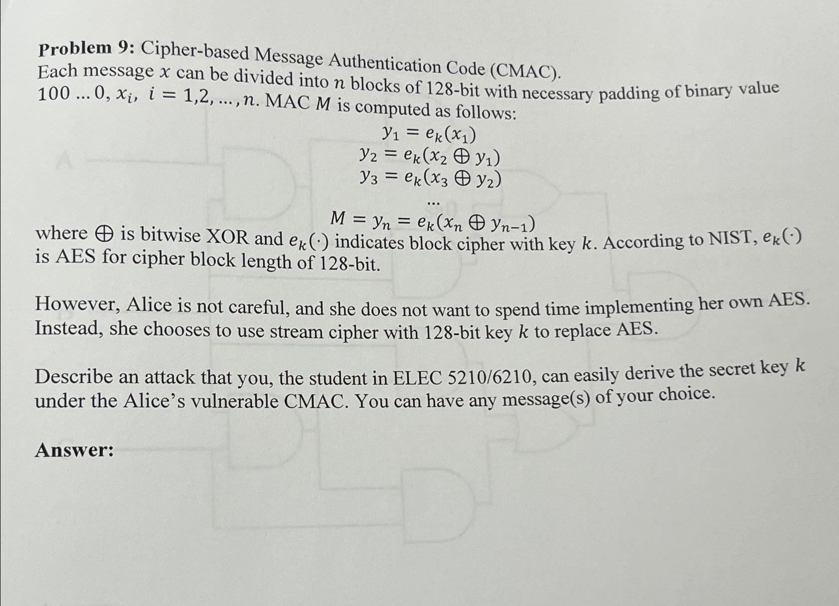 Solved Problem 9 Cipher Based Message Authentication Code