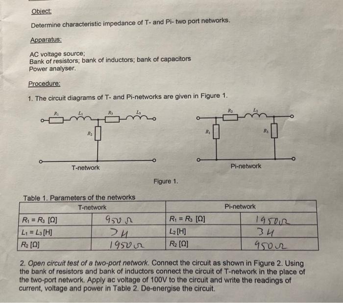 Solved Object: Determine characteristic impedance of T- and | Chegg.com