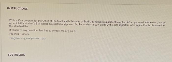 Solved Write a CH+ program for the Office of Student Health | Chegg.com
