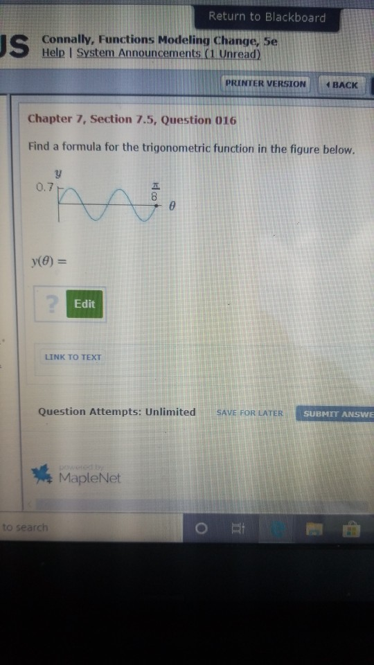 Solved Return to Blackboard Connally, Functions Modeling | Chegg.com