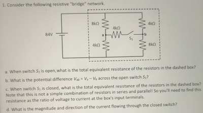 Solved Consider the following resistive "bridge" network.a. | Chegg.com