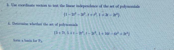 Solved 3. Use coordinate vectors to test the linear | Chegg.com