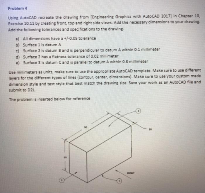 Solved Problem 4 Using AutoCAD recreate the drawing from | Chegg.com
