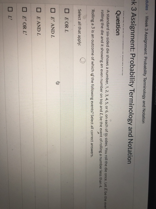 Solved dules > Week 3 Assignment: Probability Terminology | Chegg.com