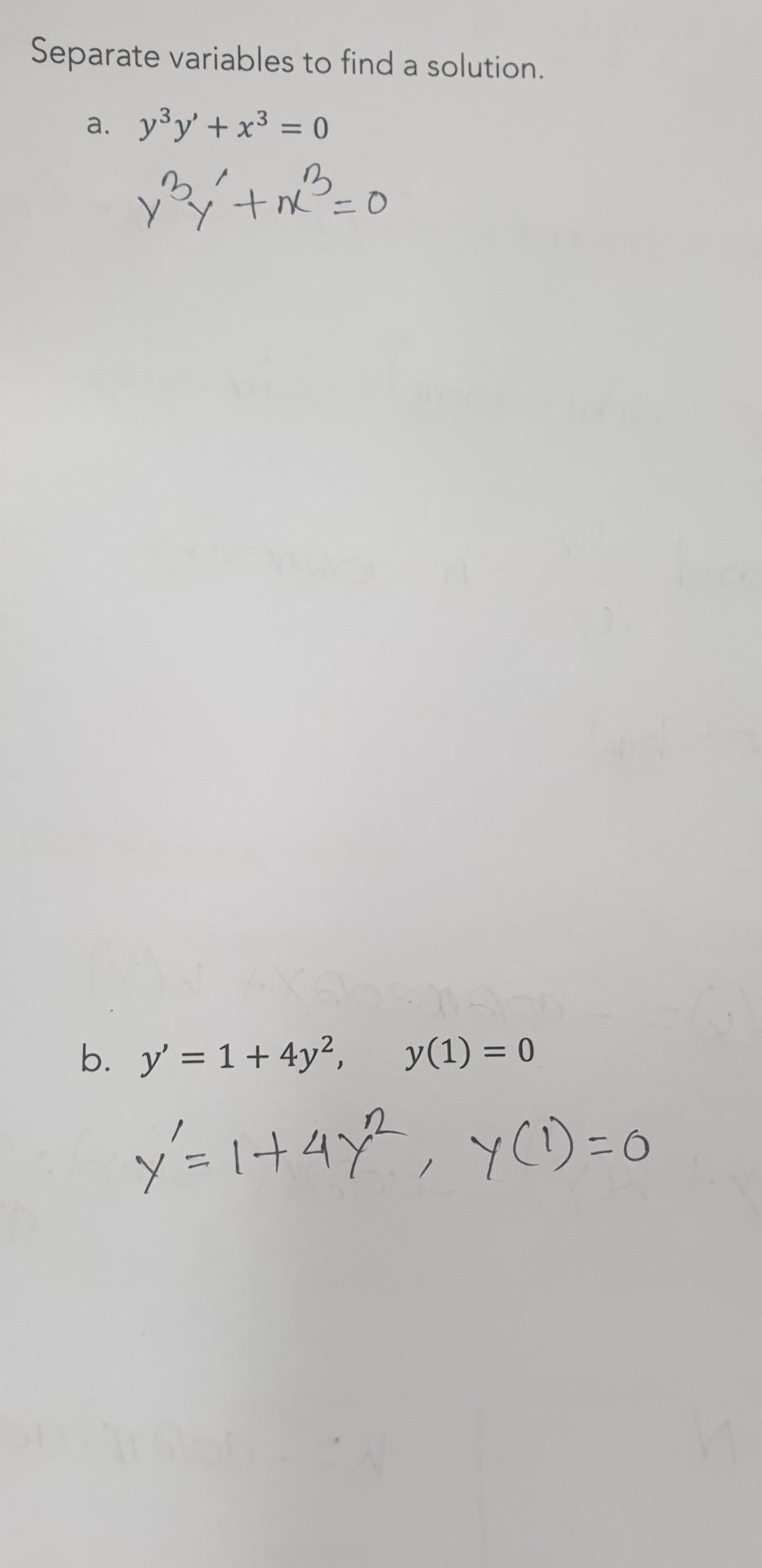 Solved Separate variables to find a solution. a. | Chegg.com