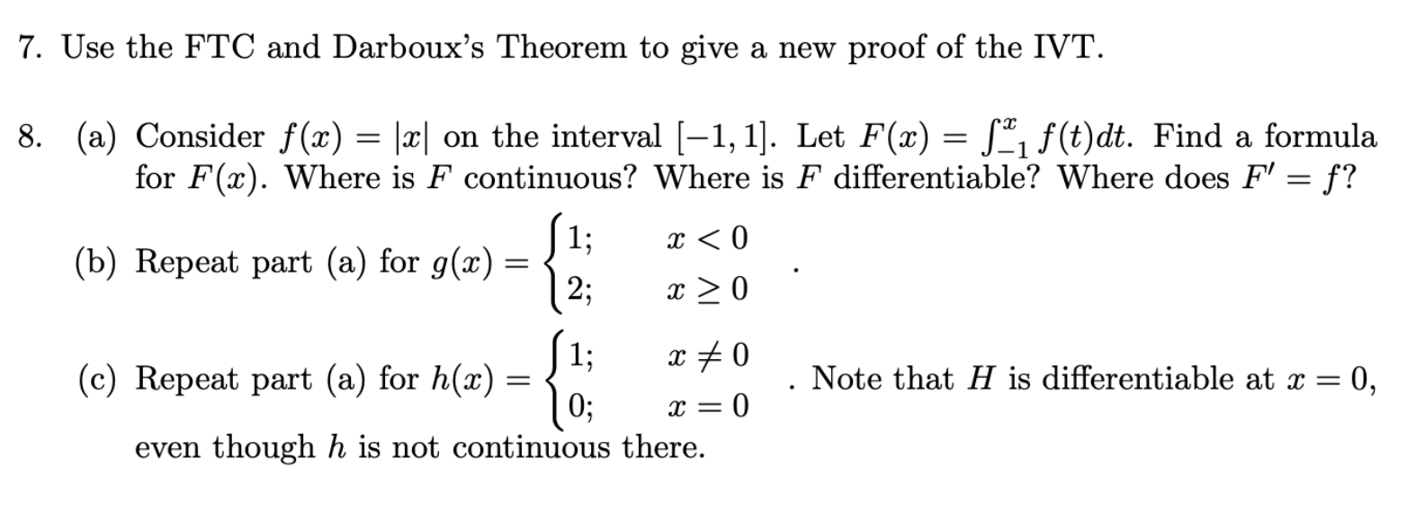 Solved Use the FTC and Darboux's Theorem to give a new proof | Chegg.com