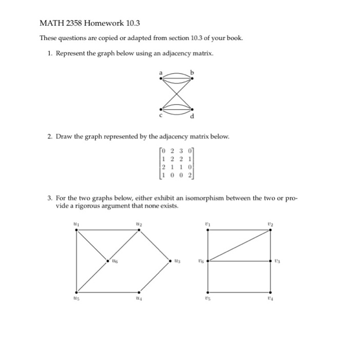 Solved MATH 2358 Homework 10.3 These questions are copied or | Chegg.com