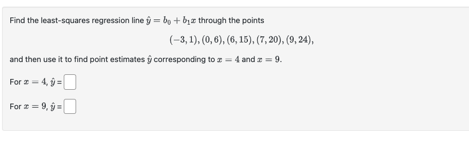 Solved Find the least-squares regression line hat(y)=b0+b1x | Chegg.com