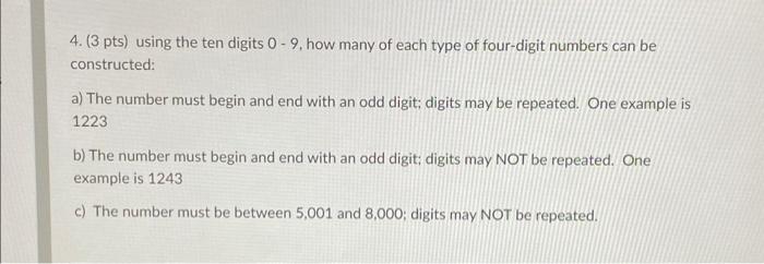 Solved 4. (3 pts) using the ten digits 0−9, how many of each | Chegg.com