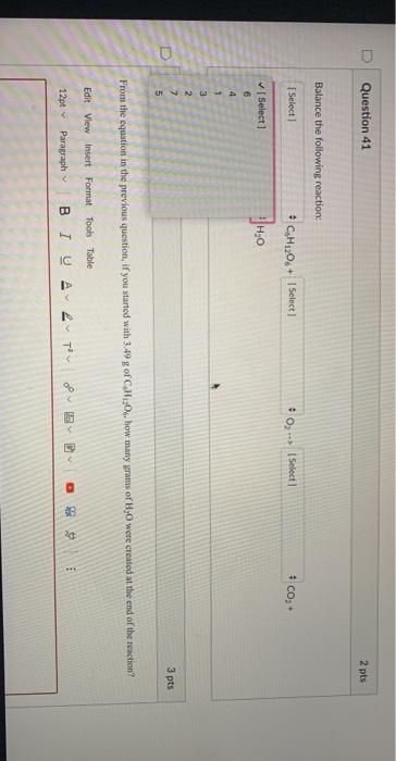 Solved Balance the following reaction: Select • C.H12O6 + | Chegg.com
