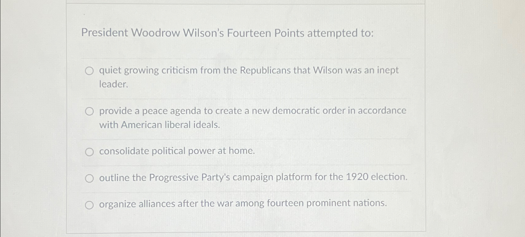 Solved President Woodrow Wilson's Fourteen Points attempted | Chegg.com
