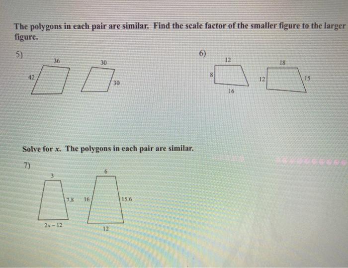 Solved The polygons in each pair are similar. Find the scale | Chegg.com