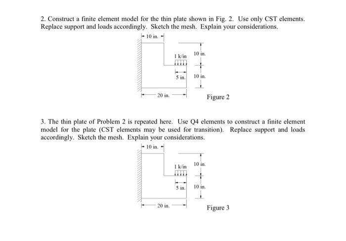 2. Construct a finite element model for the thin | Chegg.com