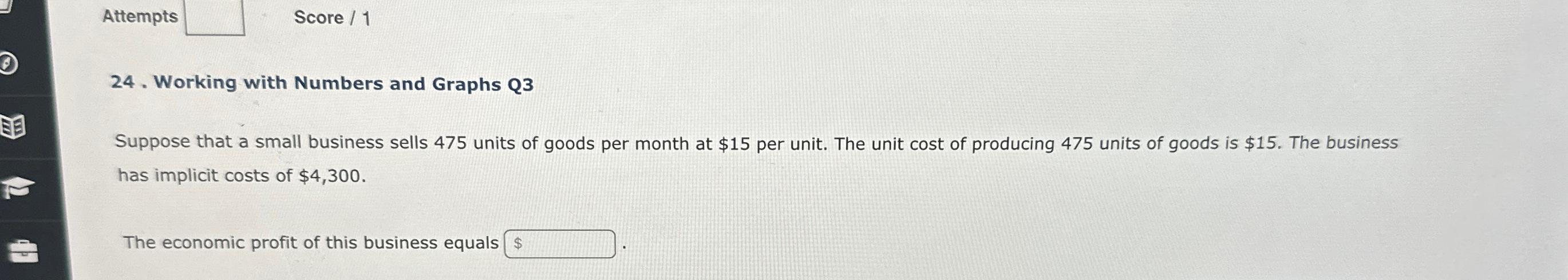 Solved AttemptsScore /124. ﻿Working with Numbers and Graphs | Chegg.com
