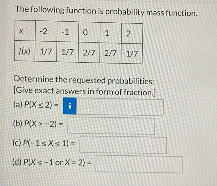 Solved The following function is probability mass function. | Chegg.com