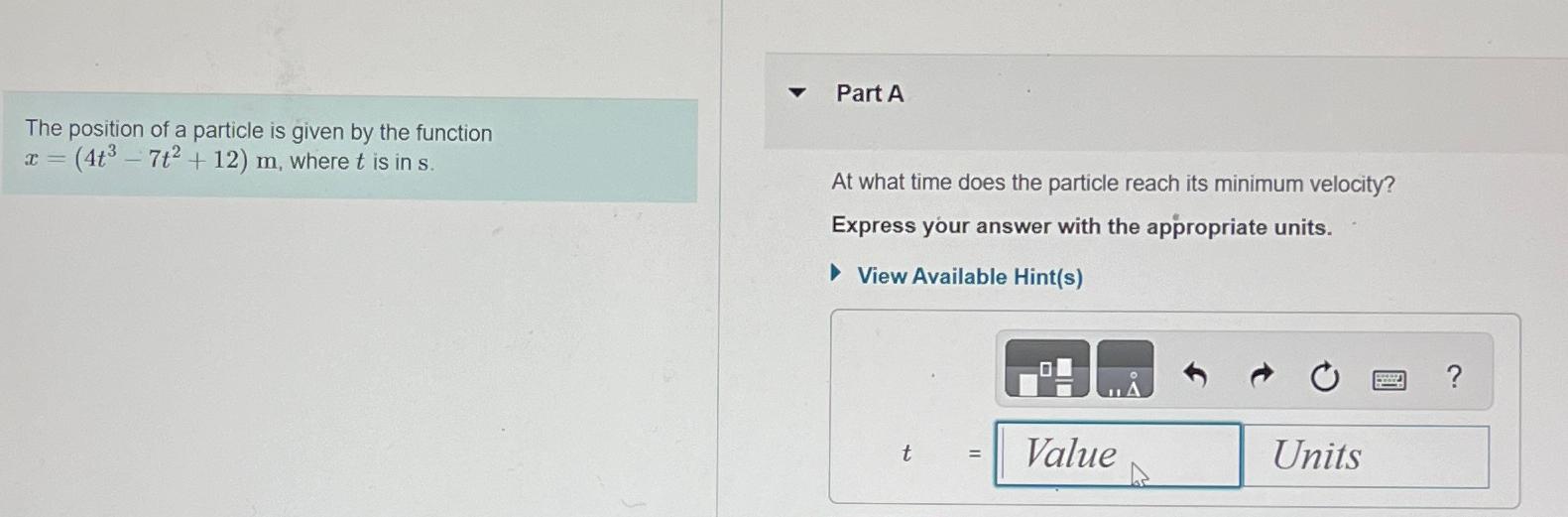Solved Part AThe position of a particle is given by the | Chegg.com