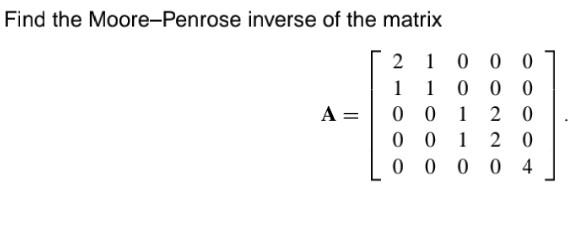 Solved Find the Moore-Penrose inverse of the matrix | Chegg.com