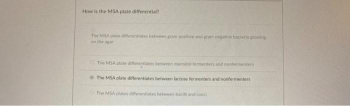 Solved How is the MSA plate differential? The MSA | Chegg.com