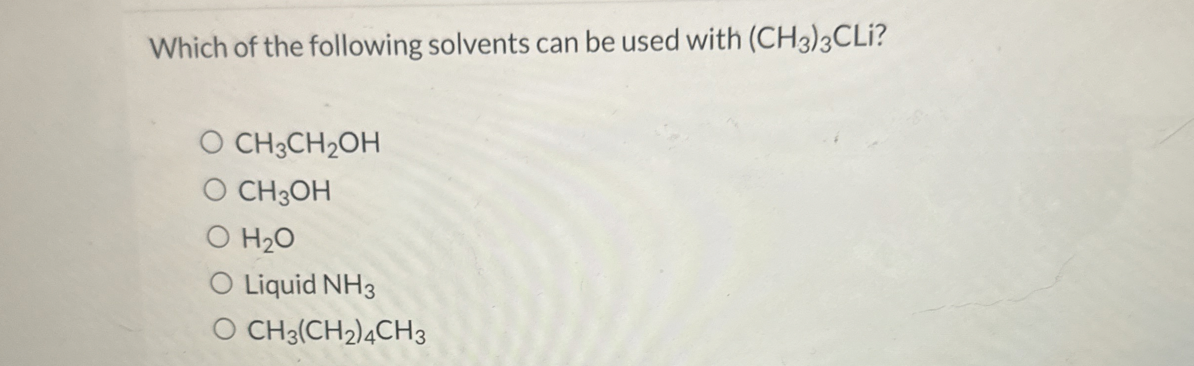 Solved Which of the following solvents can be used with | Chegg.com