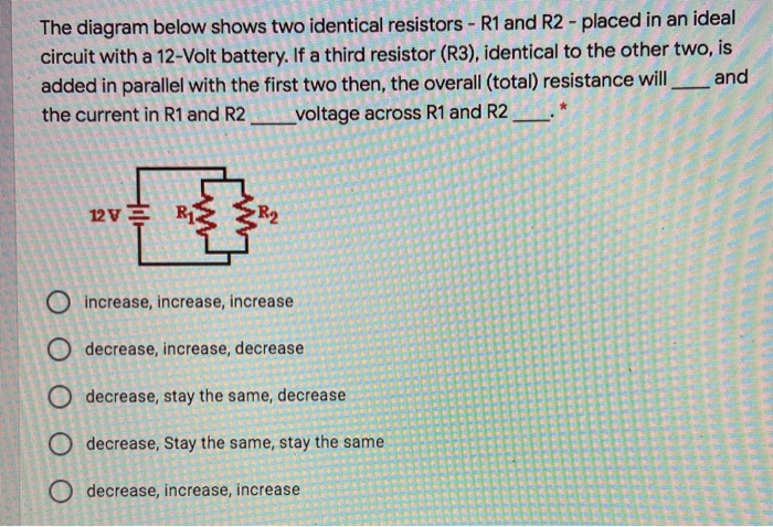 Solved The diagram below shows two identical resistors - R1 | Chegg.com